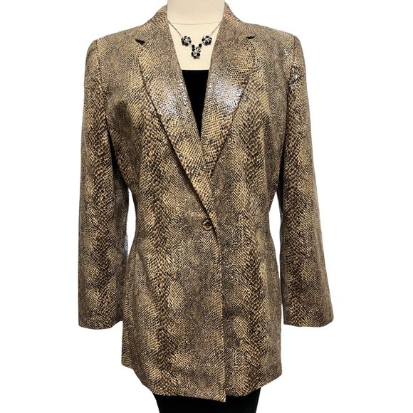 Harve Benard | Jackets & Coats | Vintage Long Brown Faux Snakeskin ...
